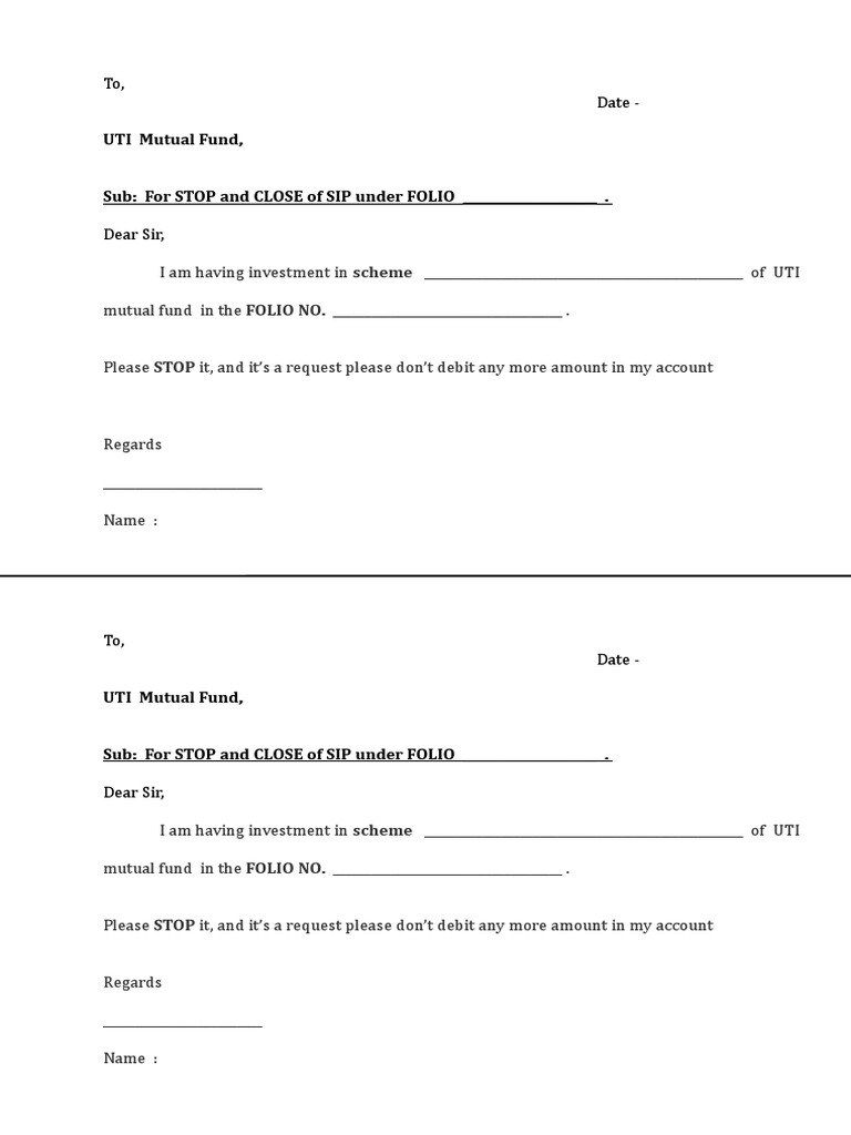 Sip Stop Letter NEW | PDF
