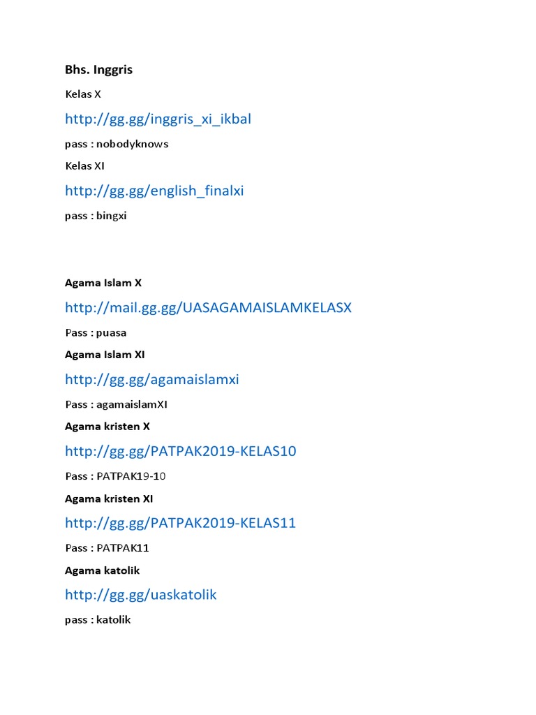 Link Dan Password Ujian | PDF