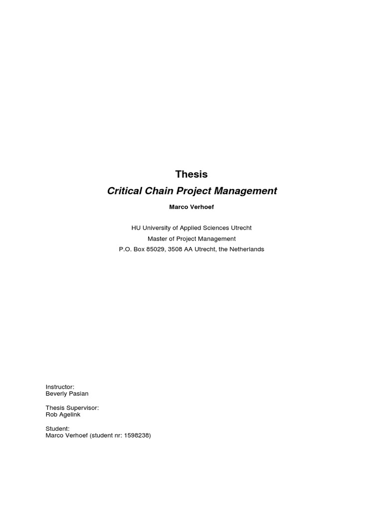 Critical Chain Project Management | PDF | Project Management | Thesis