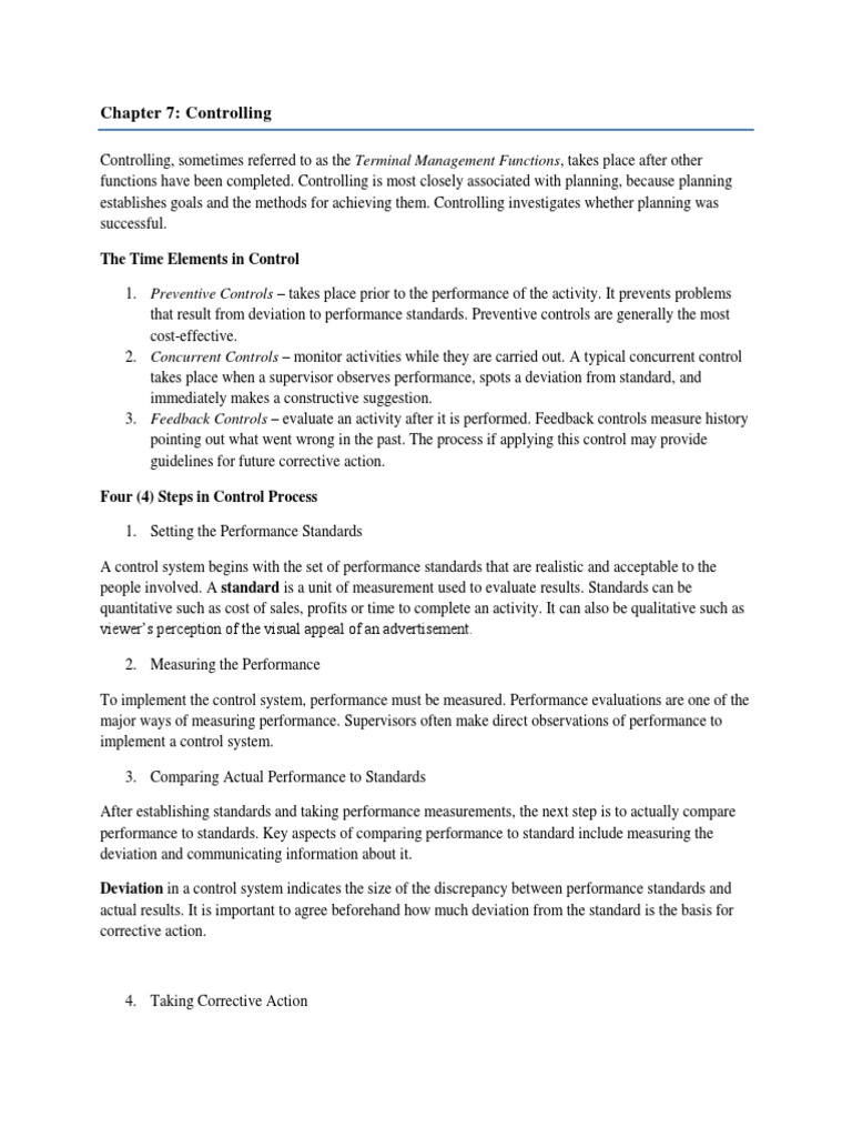 Chapter 7: Controlling: The Time Elements in Control | PDF | Net Income ...