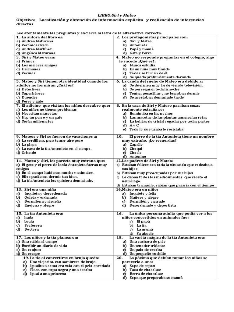 Prueba Siri y Mateo | PDF | Gatos