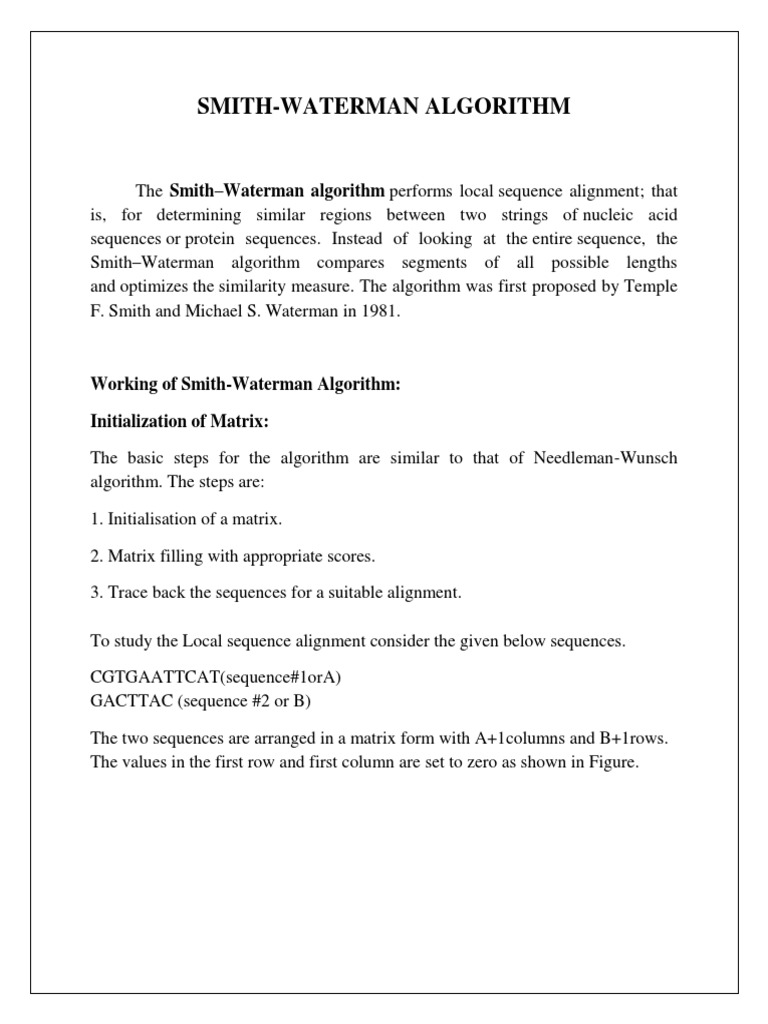 Smith Waterman | PDF | Sequence Alignment | Computational Science