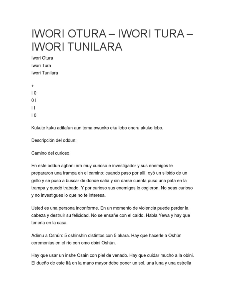 Iwori Tura | PDF | Santeria | Naturaleza