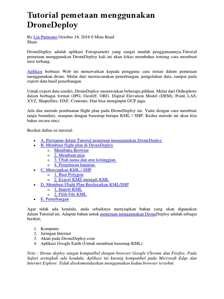 Tutorial Pemetaan Menggunakan DroneDeploy | PDF