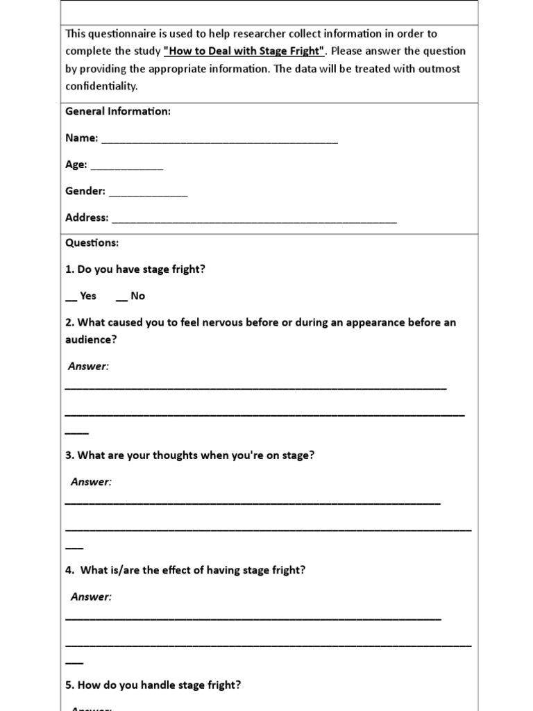 English - Questionnaire | PDF