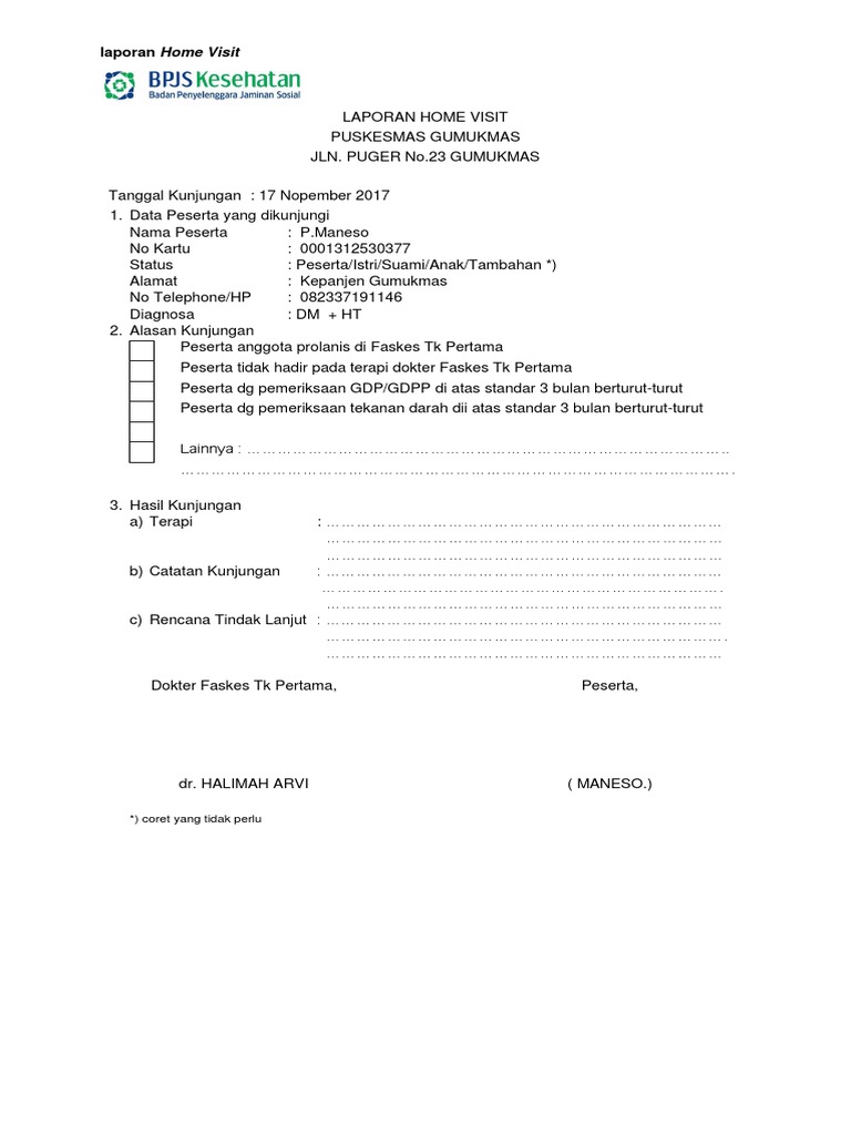 Format Laporan Home Visit | PDF