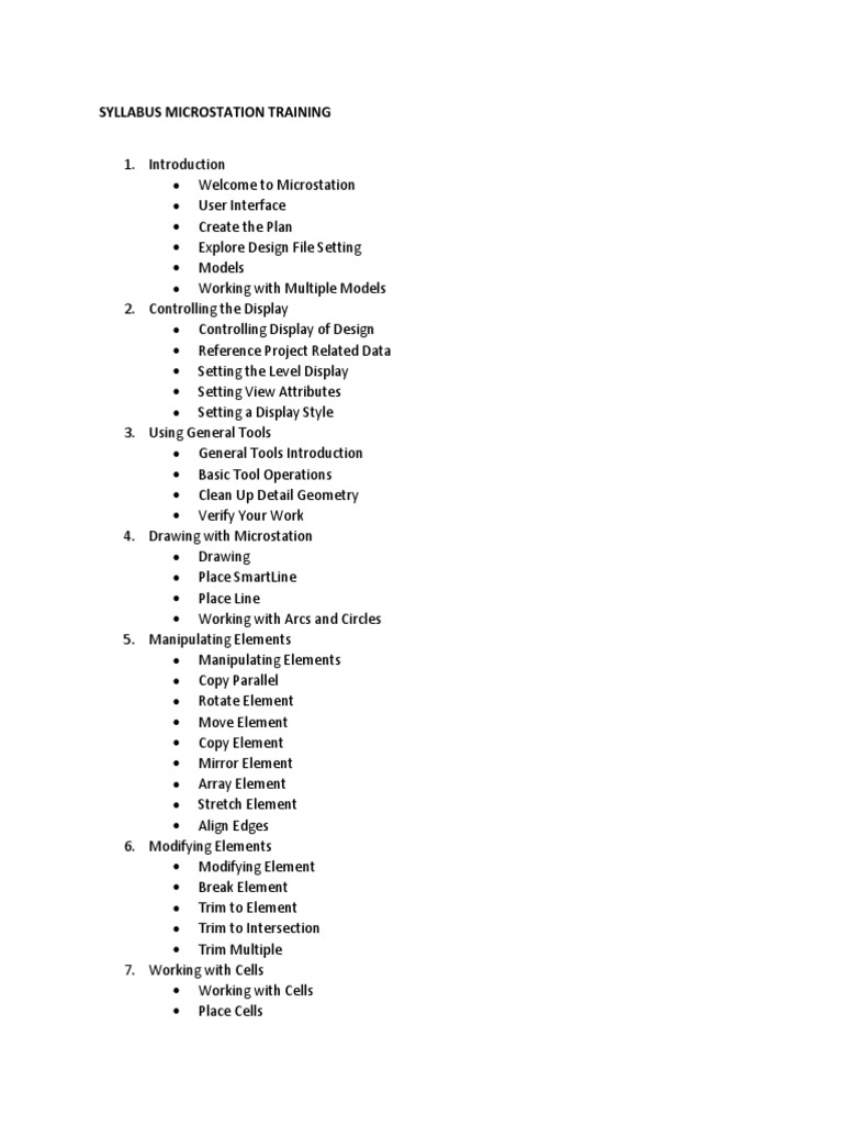 Syllabus Microstation Training | PDF