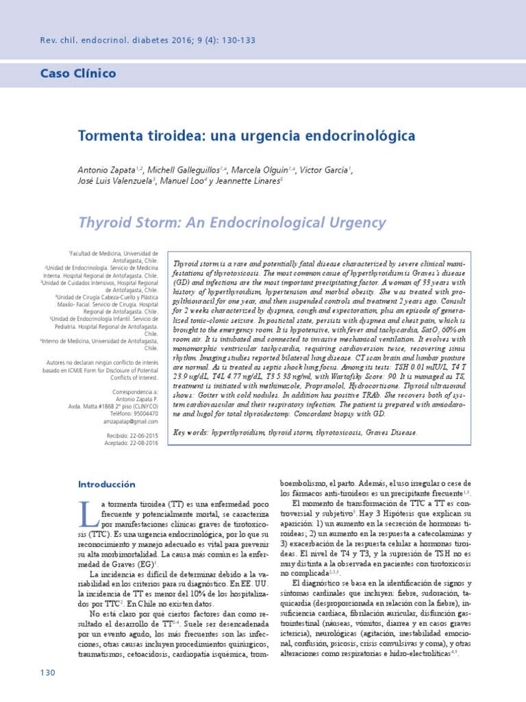 Tormenta Tiroidea: Una Urgencia Endocrinológica: Thyroid Storm: An ...