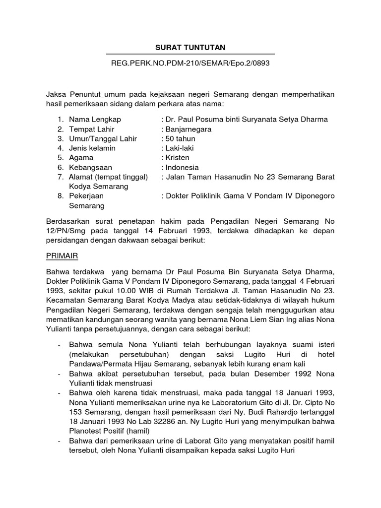 Contoh Surat Gugatan | PDF