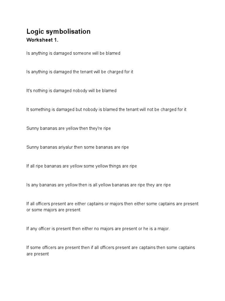 Logic and Methodology: Symbolisation | PDF