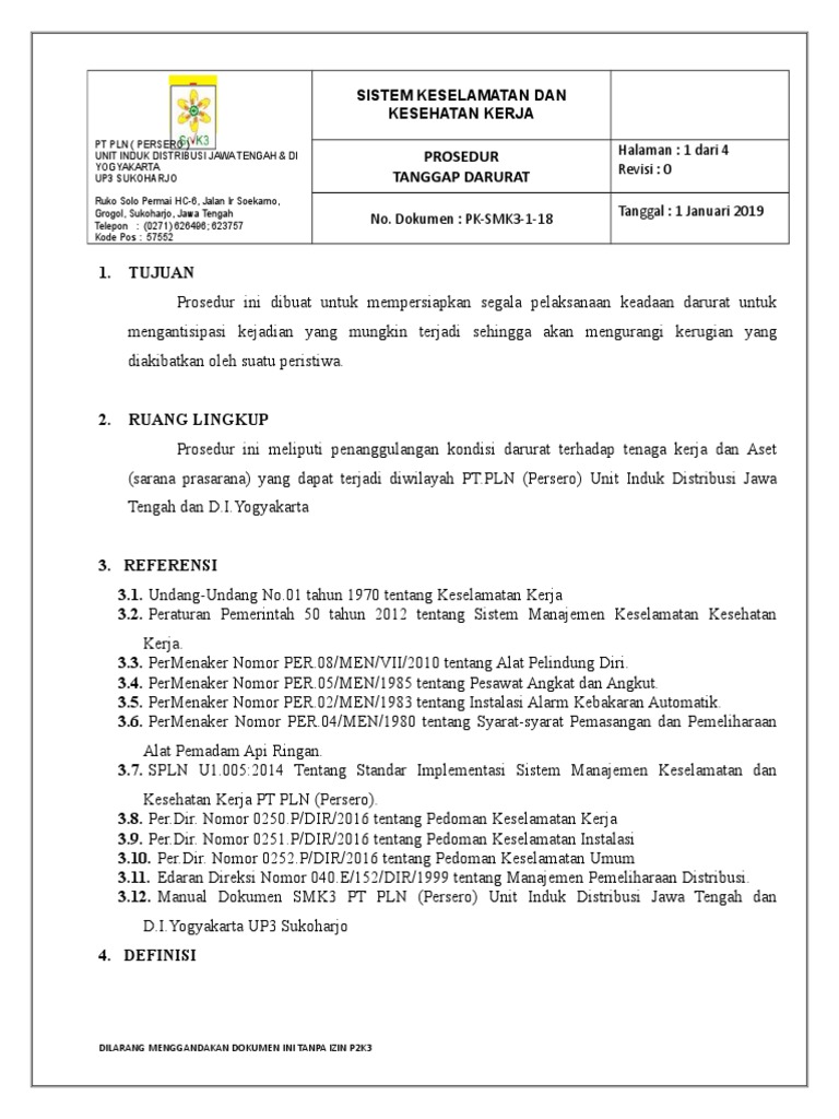 Contoh Prosedur TANGGAP DARURAT | PDF