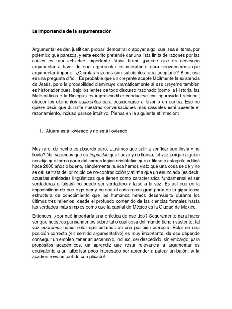 La Importancia de La Argumentación | PDF | Aristóteles | Razón