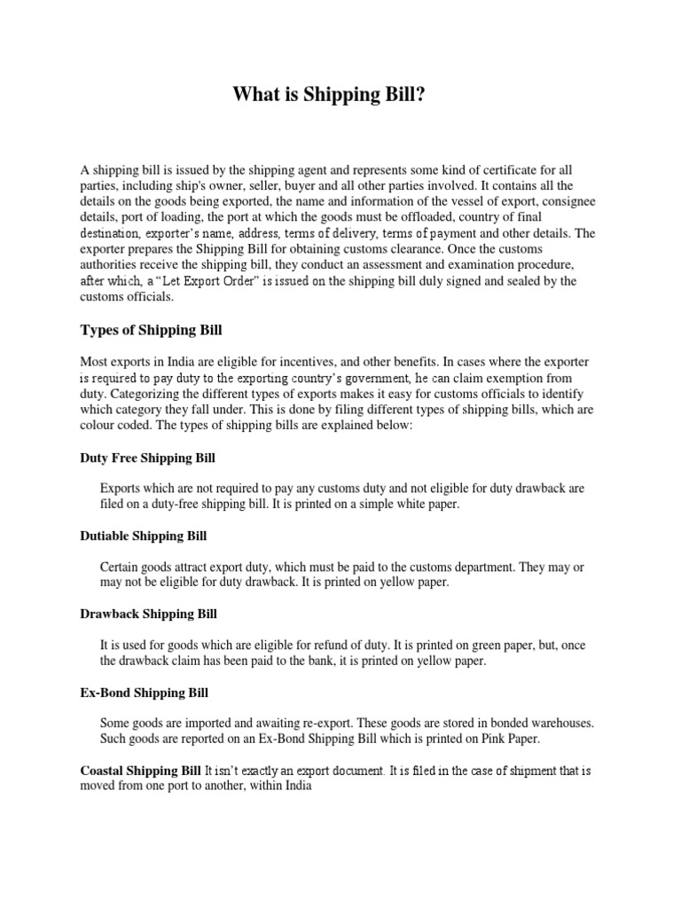 What Is Shipping Bill? | PDF