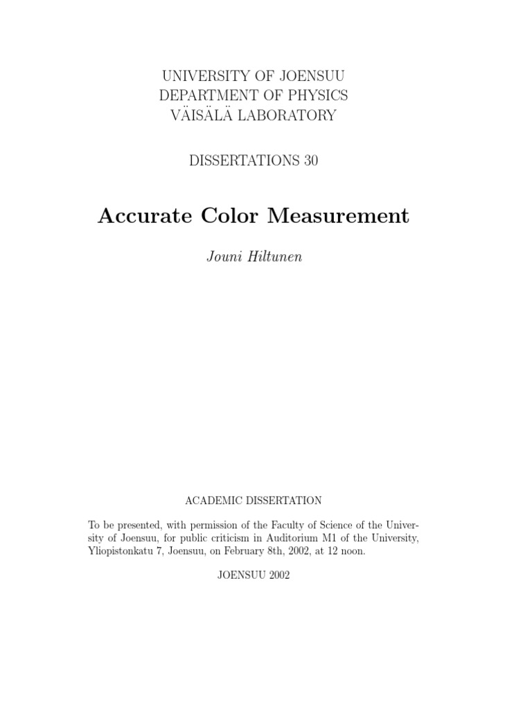 Accurate Color Measurement Dissertation | PDF | Artistic Techniques ...