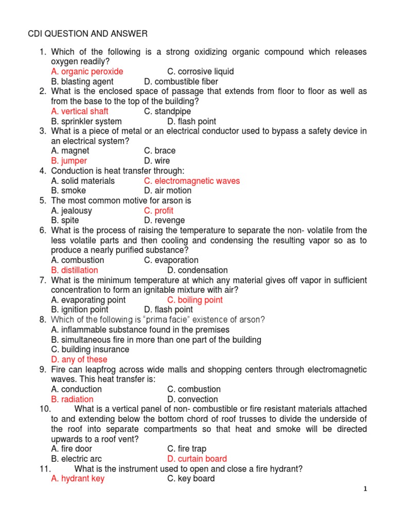 Cdi 500 Question and Answer | PDF | Fires | Combustion