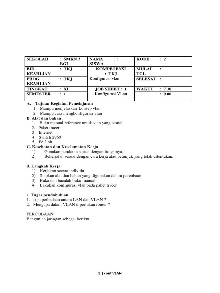 JOB SHEET Konfigurasi Vlan Lanjutan | PDF