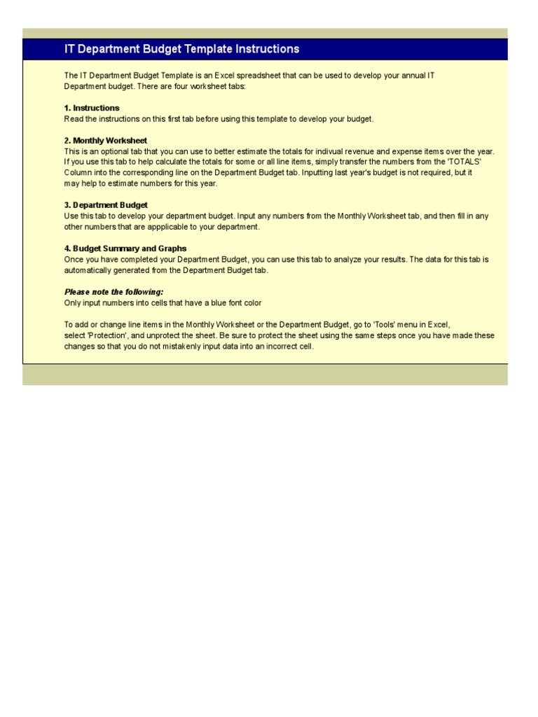IT Department Budget Template | PDF | Spreadsheet | Budget