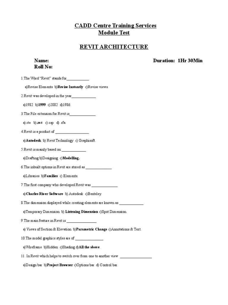 Revit Questions Latest Model | PDF | Autodesk Revit | 3 D Computer Graphics