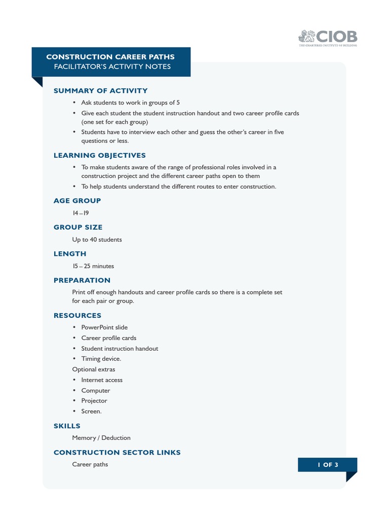 CIOB Construction Career Path | PDF | Building Information Modeling ...