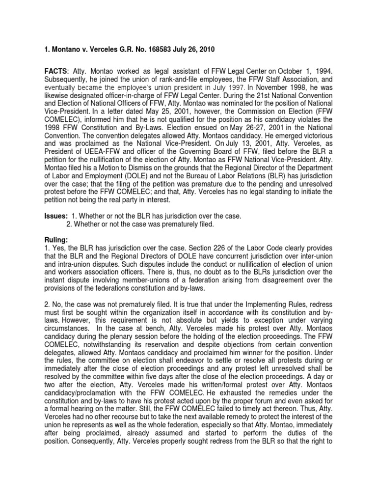 Labor Dispute Rulings: Montano & NACUSIP Cases | PDF | Strike Action ...