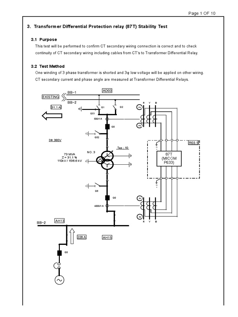 Transformer Differential Protection Relay (87T) Stability Test | PDF ...