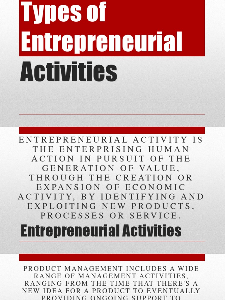 Types of Entrepreneurial Activities | PDF | Economic Sectors | Services ...