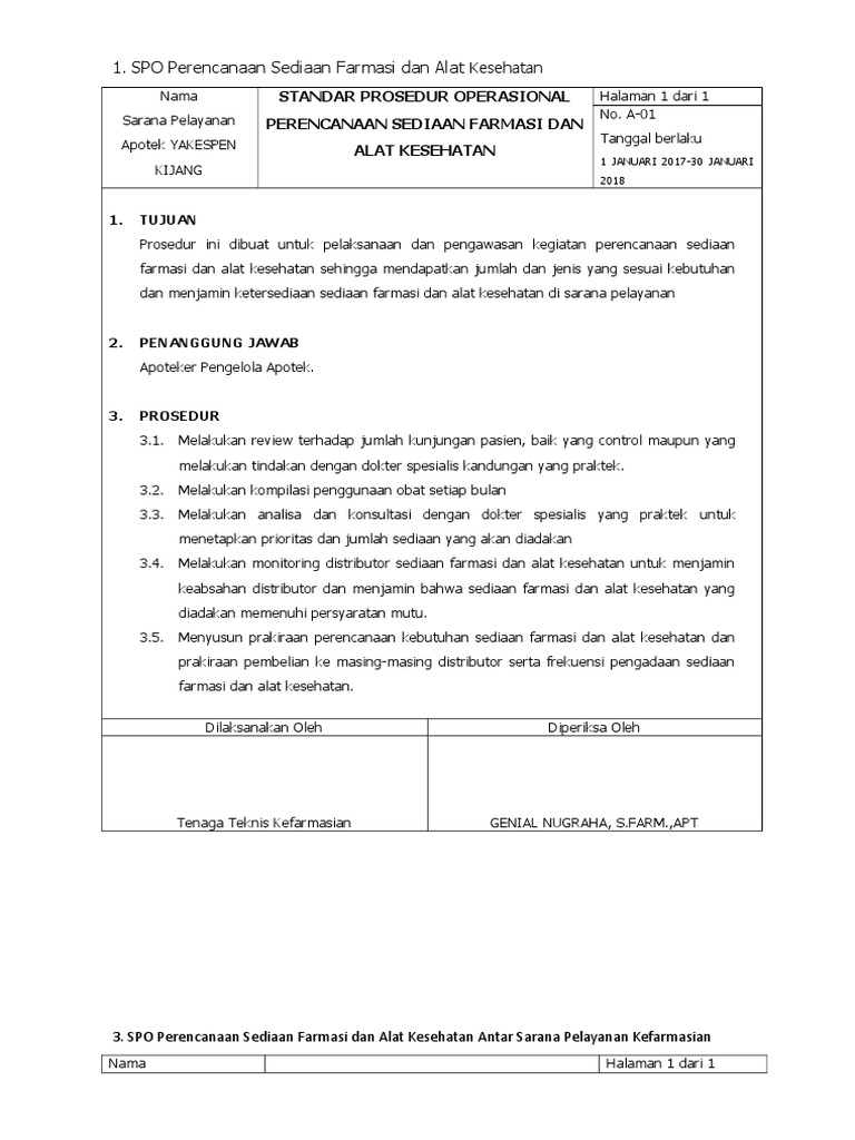 Contoh Spo Apotek | PDF