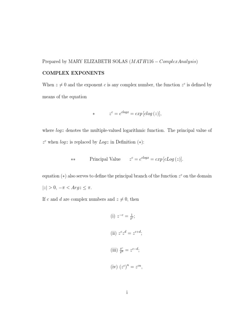 Complex Analysis Latex Ass | PDF | Exponential Function | Exponentiation