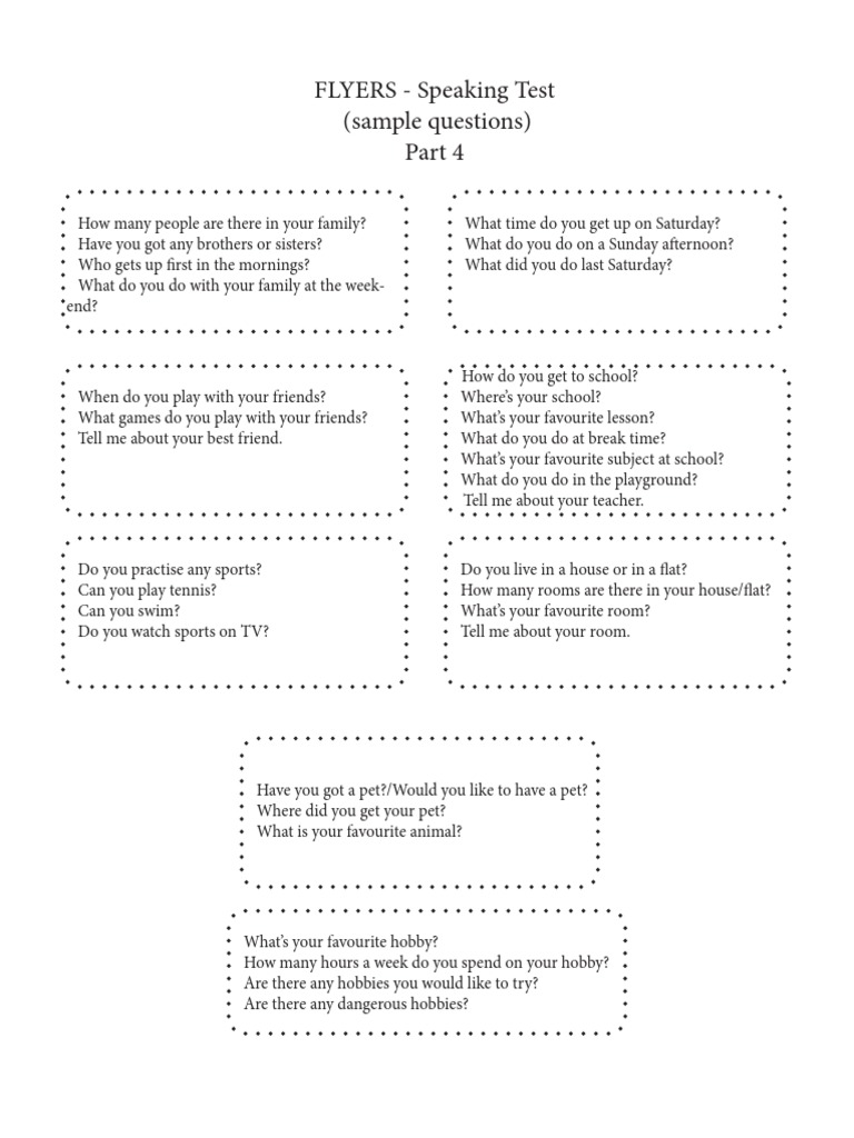 Flyers Speaking Test Sample Questions | PDF