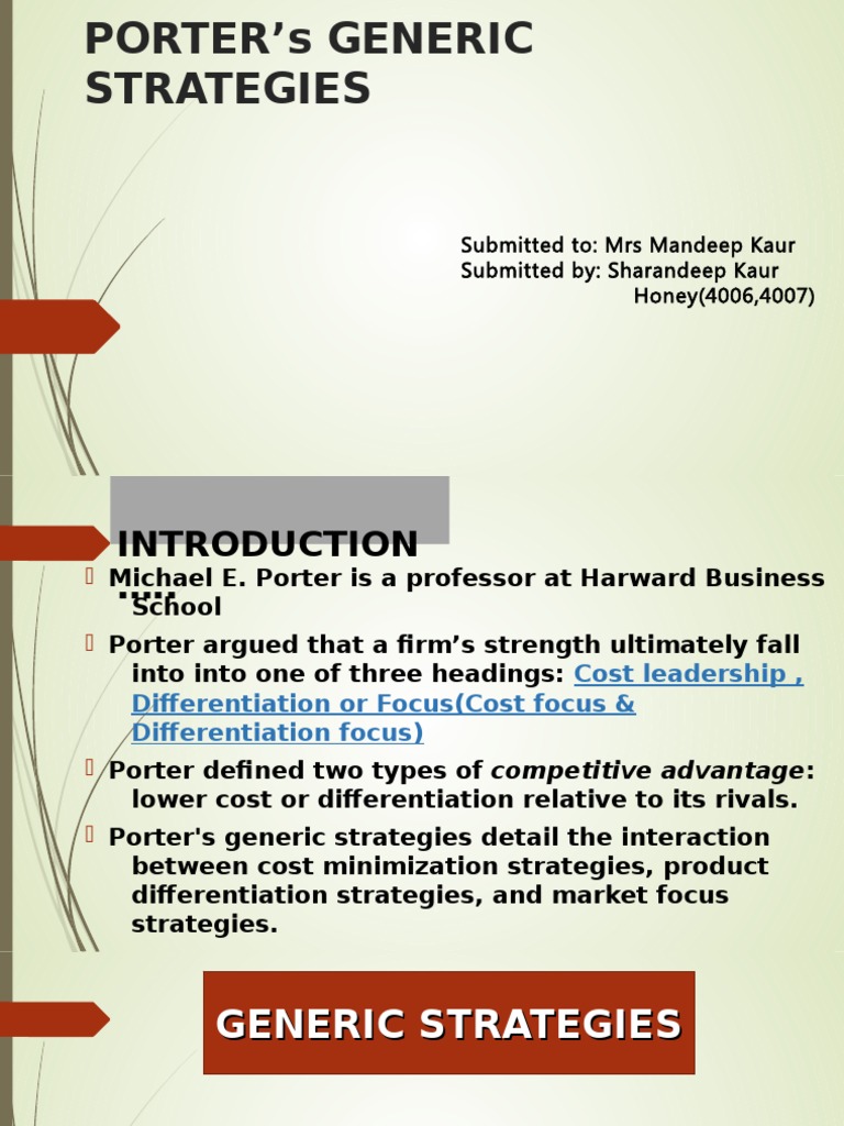 Porter's Generic Strategies | PDF | Competitive Advantage | Pepsi Co