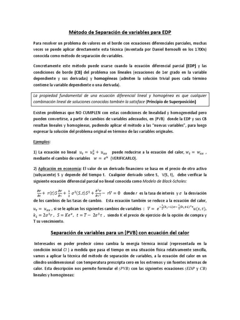 Separacion de Variables | PDF | Linealidad | Ecuaciones