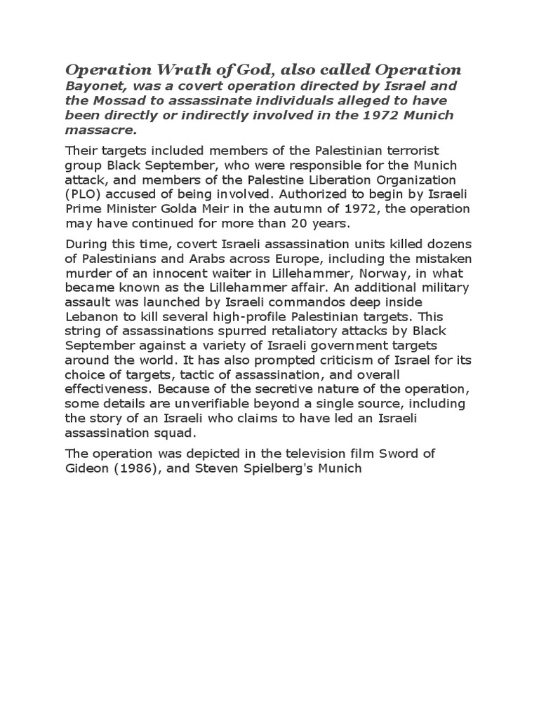 Operation "Wrath of God" | PDF