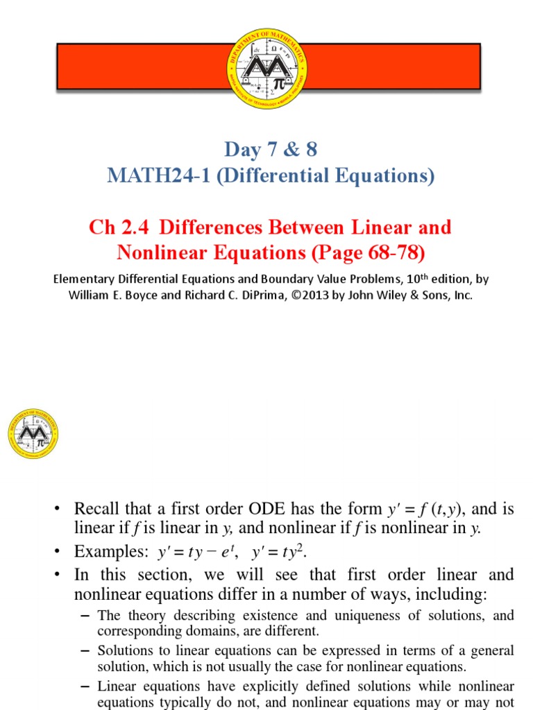 07&08.2.4 - Differences Between Linear and Non-Linear Equations PDF | Download Free PDF ...