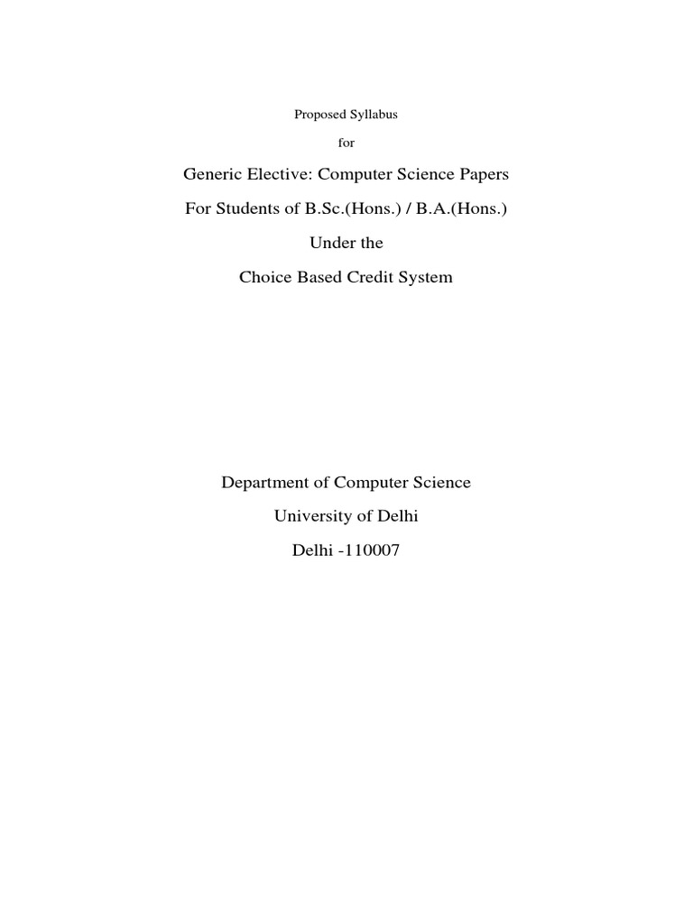 Generic Elective: Computer Science Papers For Students of B.Sc. (Hons ...