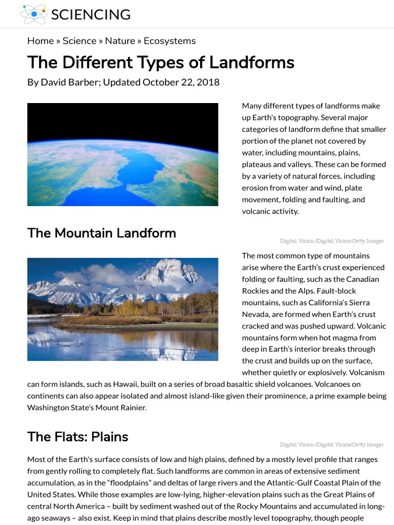 Types of Landforms Explained | PDF | Plateau | Valley