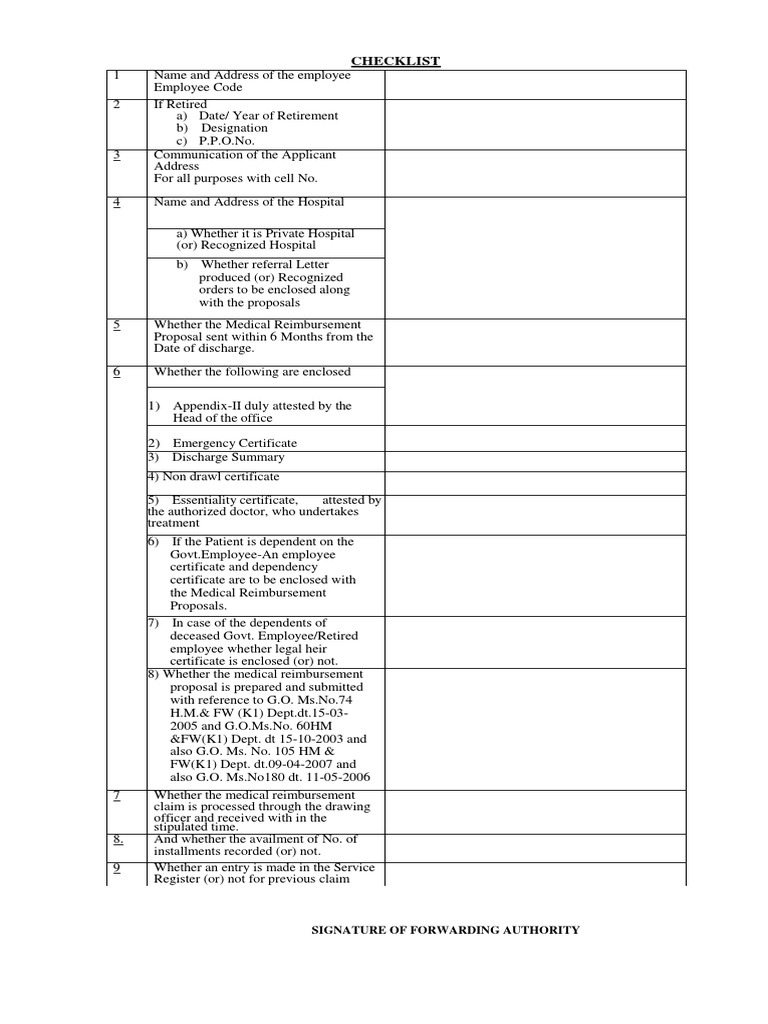 Checklist: Signature of Forwarding Authority | PDF