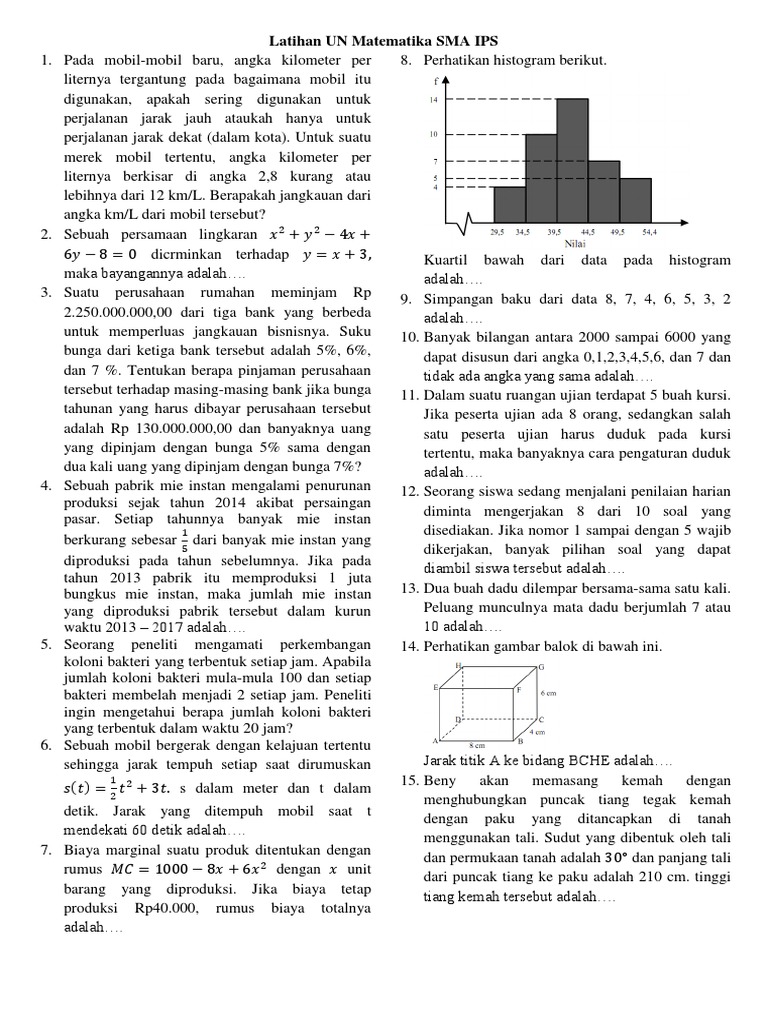 LATIHAN SOAL UN MATEMATIKA SMA IPS | PDF