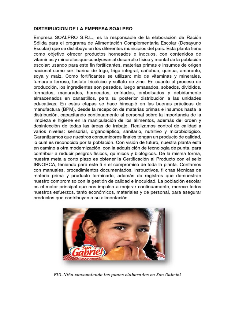 Distribucion de La Empresa Soalpro | PDF | Panes | Trigo