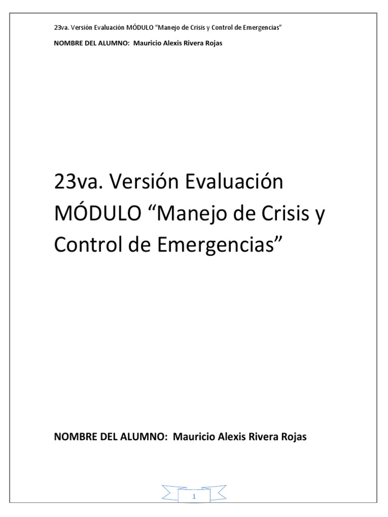 Evaluación de un caso de derrame químico y su manejo desde la perspectiva del control de crisis ...