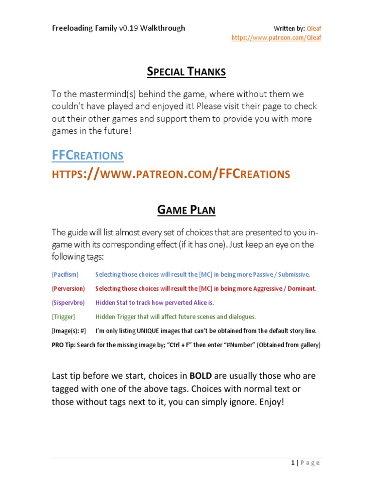 Freeloading Family v0.19 Walkthrough