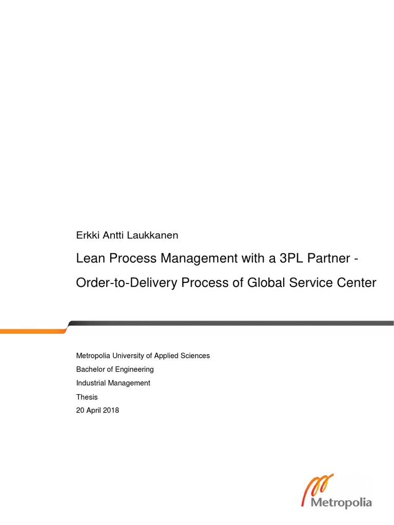 Lean Process Management With A 3PL Partner - Order-to-Delivery Process ...