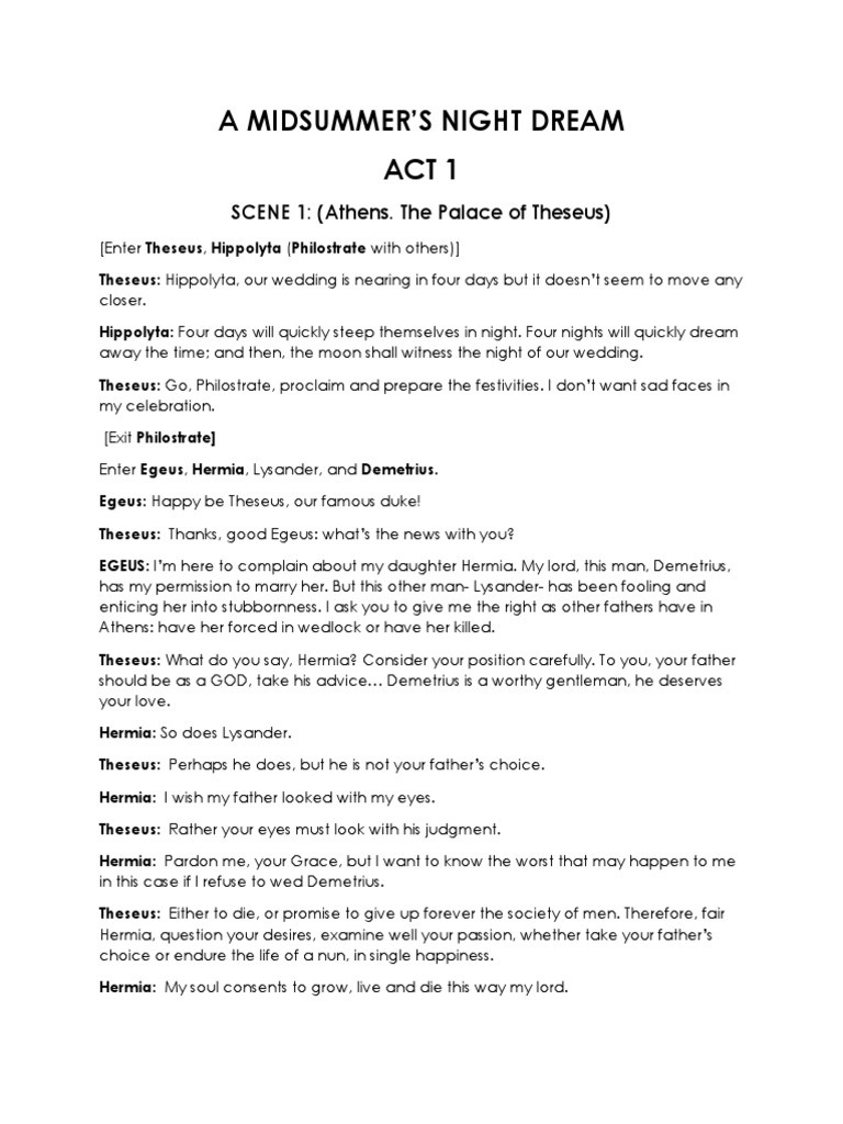 A Midsummers Night Dream | PDF | A Midsummer Night's Dream ...