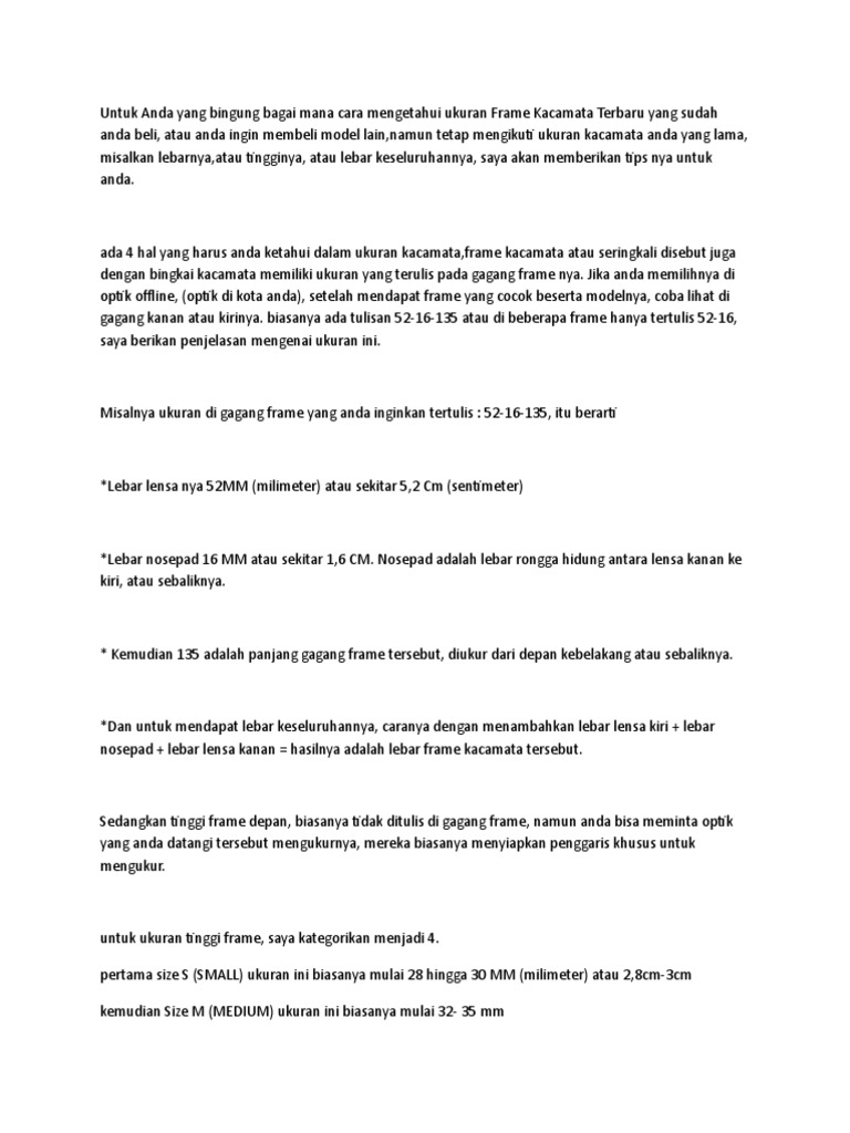 Cara Menentukan Ukuran Kacamata | PDF