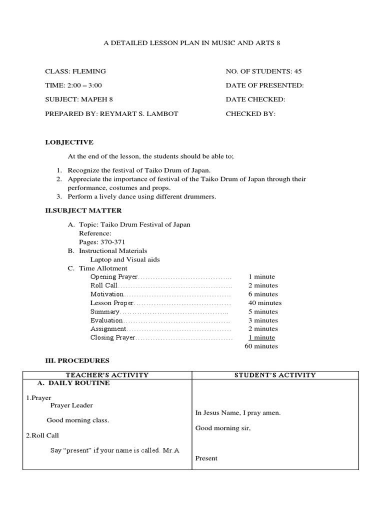Taiko Drum Festival Lesson Plan | PDF | Entertainment (General)