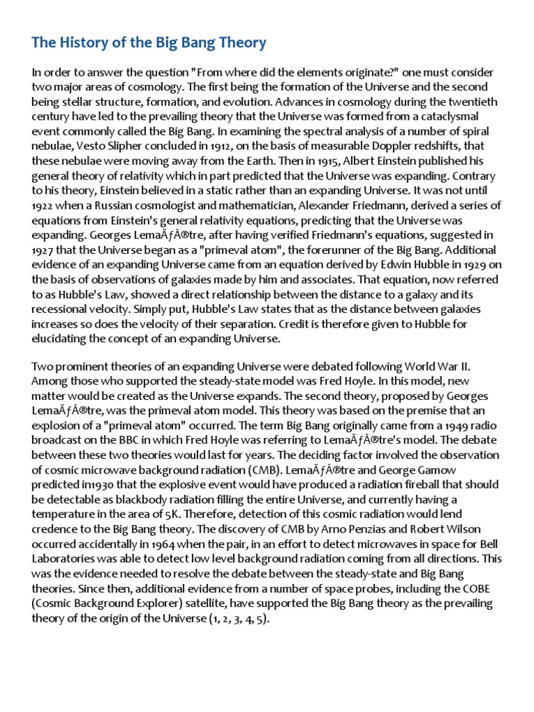 The History of The Big Bang Theory | PDF | Stars | Big Bang