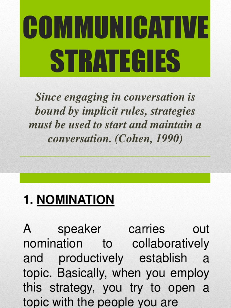 Communicative Strategies | PDF | Conversation | Communication