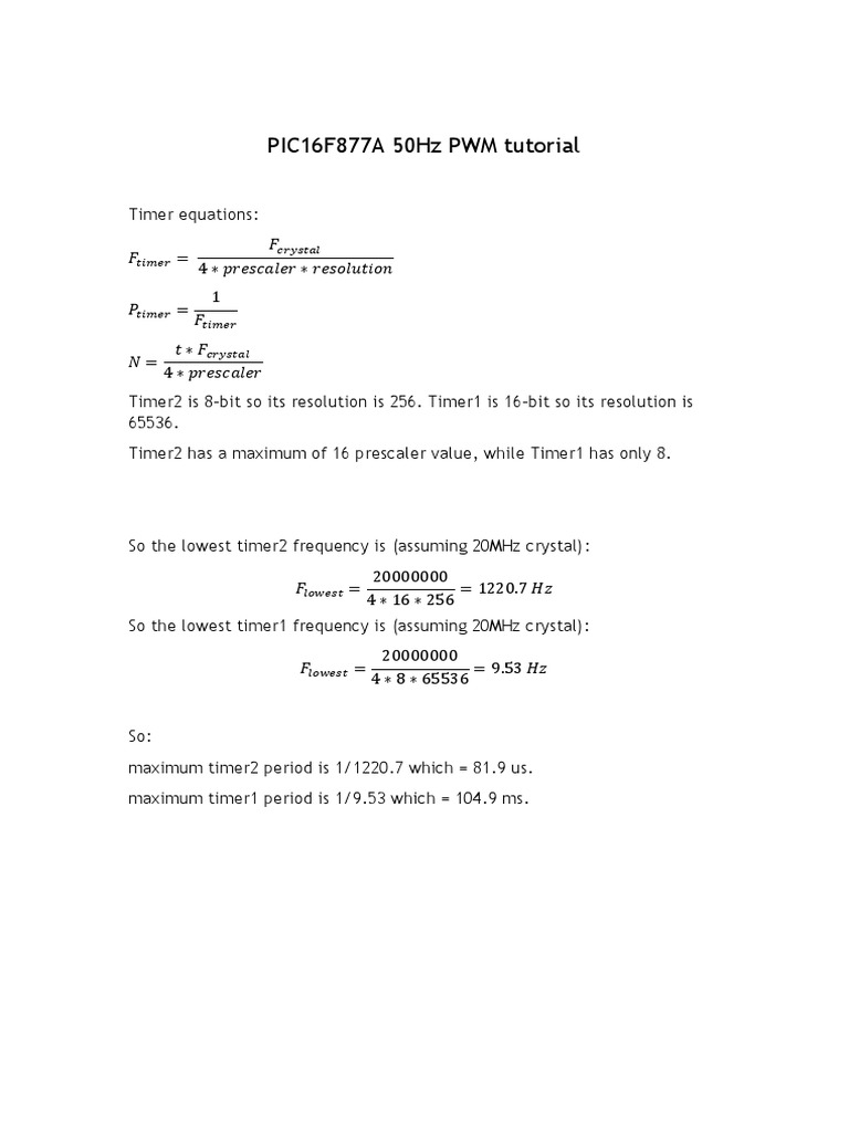 PIC16F877A 50Hz PWM Tutorial | PDF