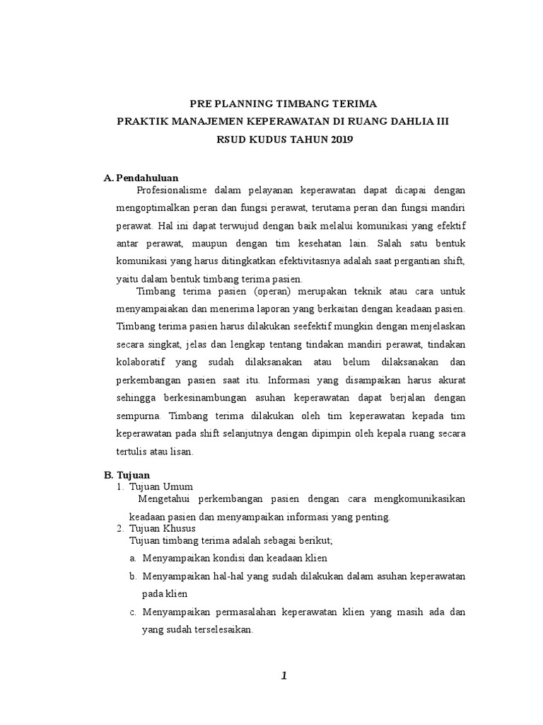 Pre Planning Supervisi | PDF