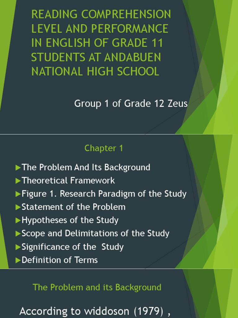 Reading Comprehension Skills and Performance of The Senior (Autosaved ...