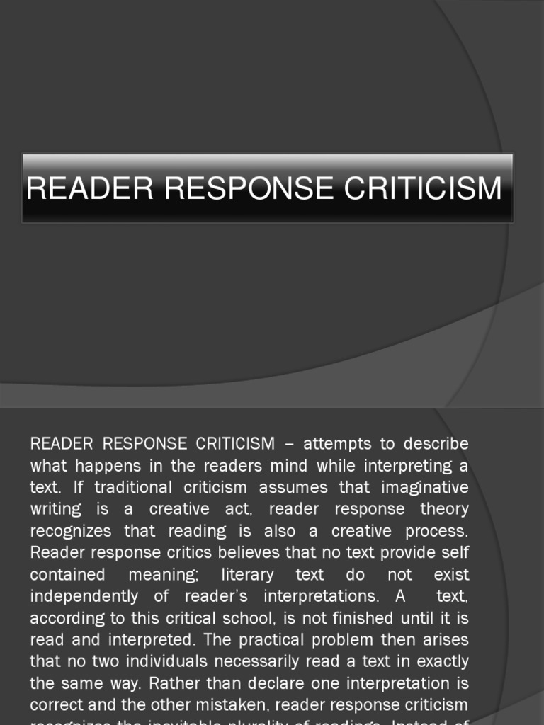 Reader Response Criticism | PDF | Neuroscience | Behavioural Sciences